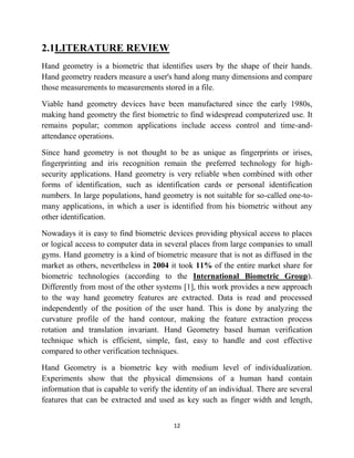 Design of a hand geometry based biometric system | DOCX