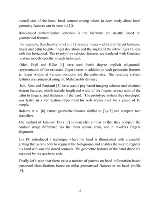 Design of a hand geometry based biometric system | DOCX