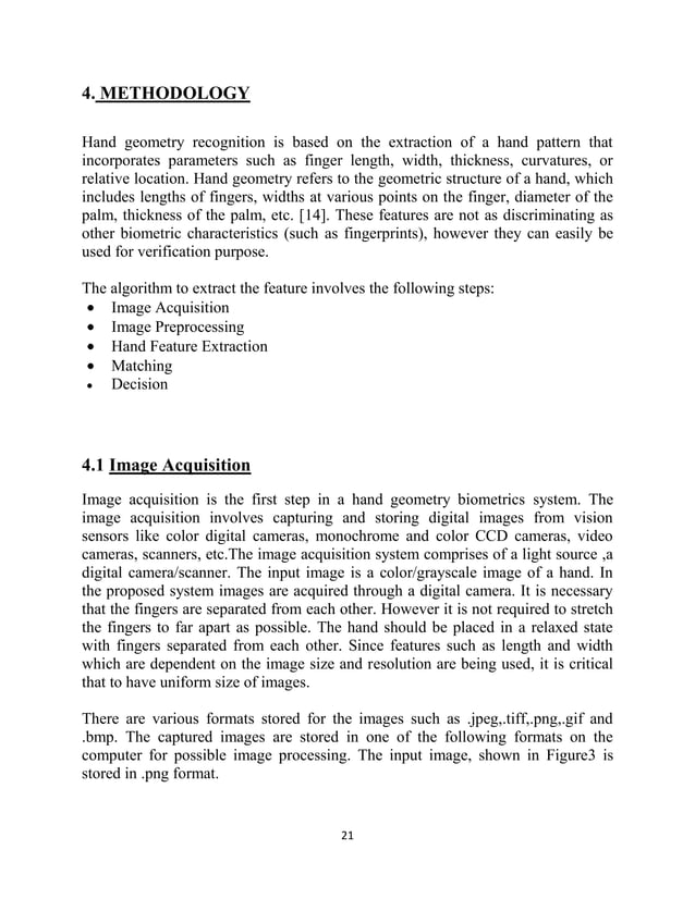 Design of a hand geometry based biometric system | DOCX