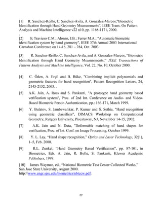 Design of a hand geometry based biometric system | DOCX