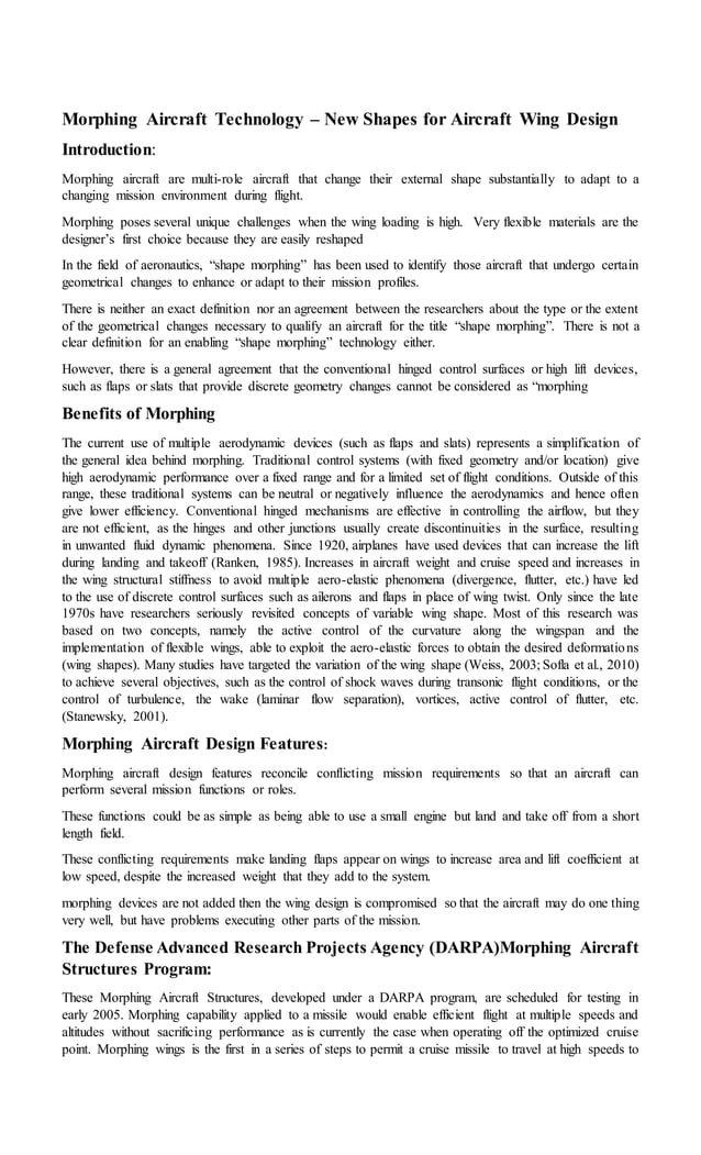 Morphing Aircraft Technology – New Shapes for Aircraft Wing Design ...