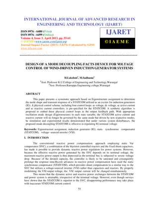 Design of a mode decoupling facts device for voltage control of wind driven induction-2 | PDF