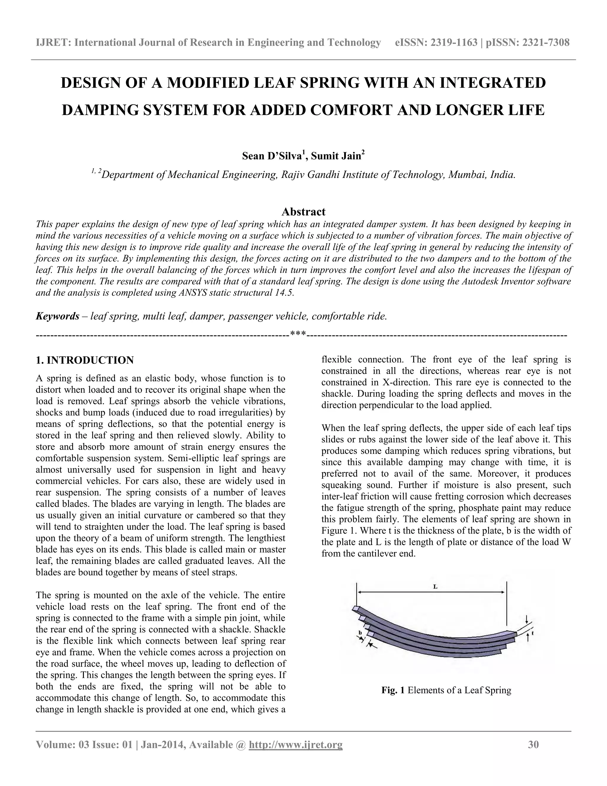 Design of a modified leaf spring with an integrated damping system for ...
