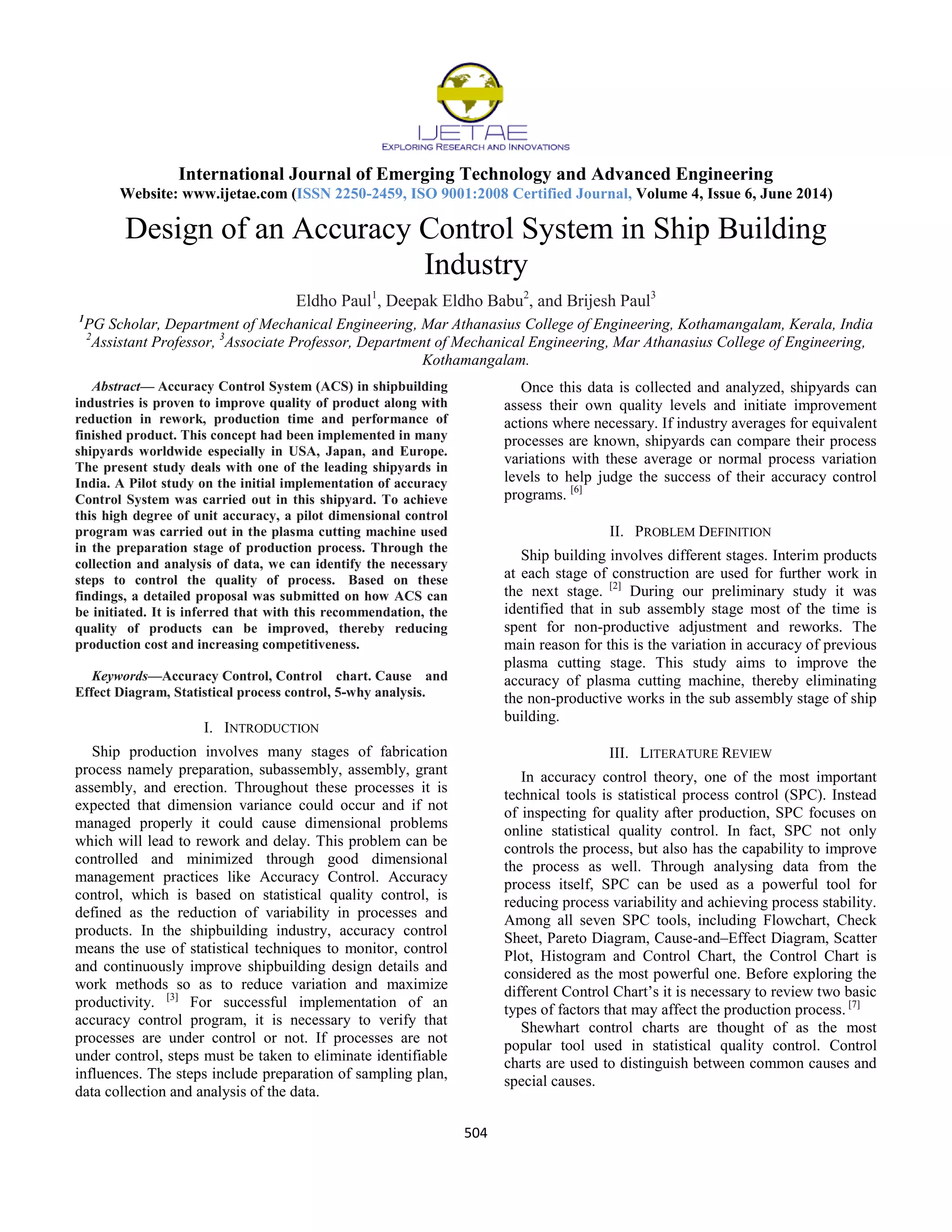 Design of an accuracy control system in ship building industry | PDF
