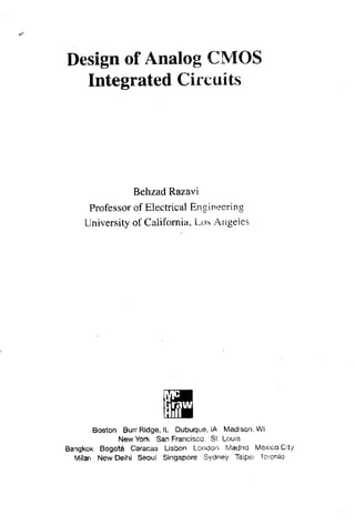 Design of analog cmos integrated circuits | PDF