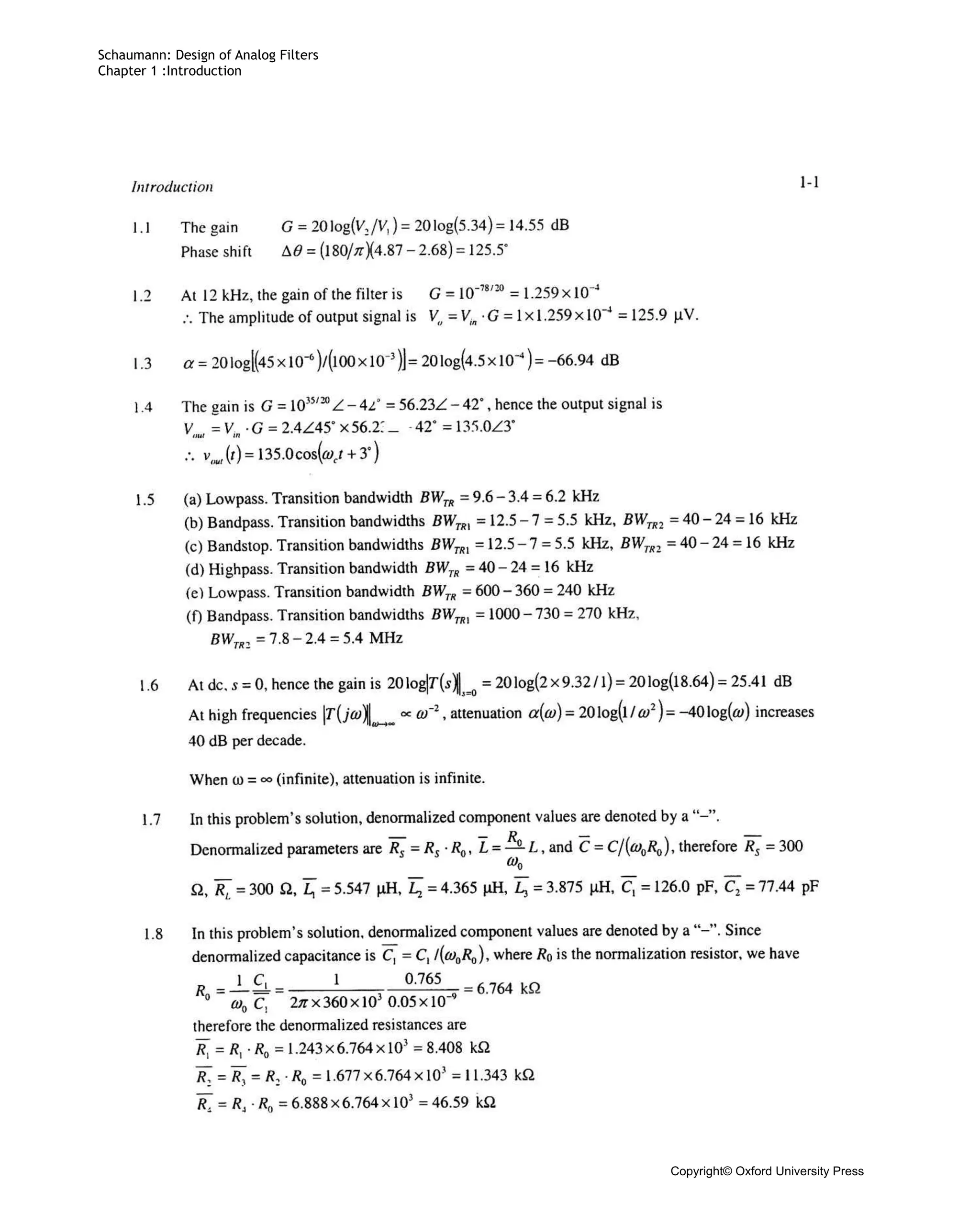 Design of analog filters by rolf schaumann(solution manual) | PDF