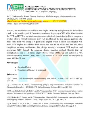 Design of an area efficient million-bit integer multiplier using double modulus ntt | PDF