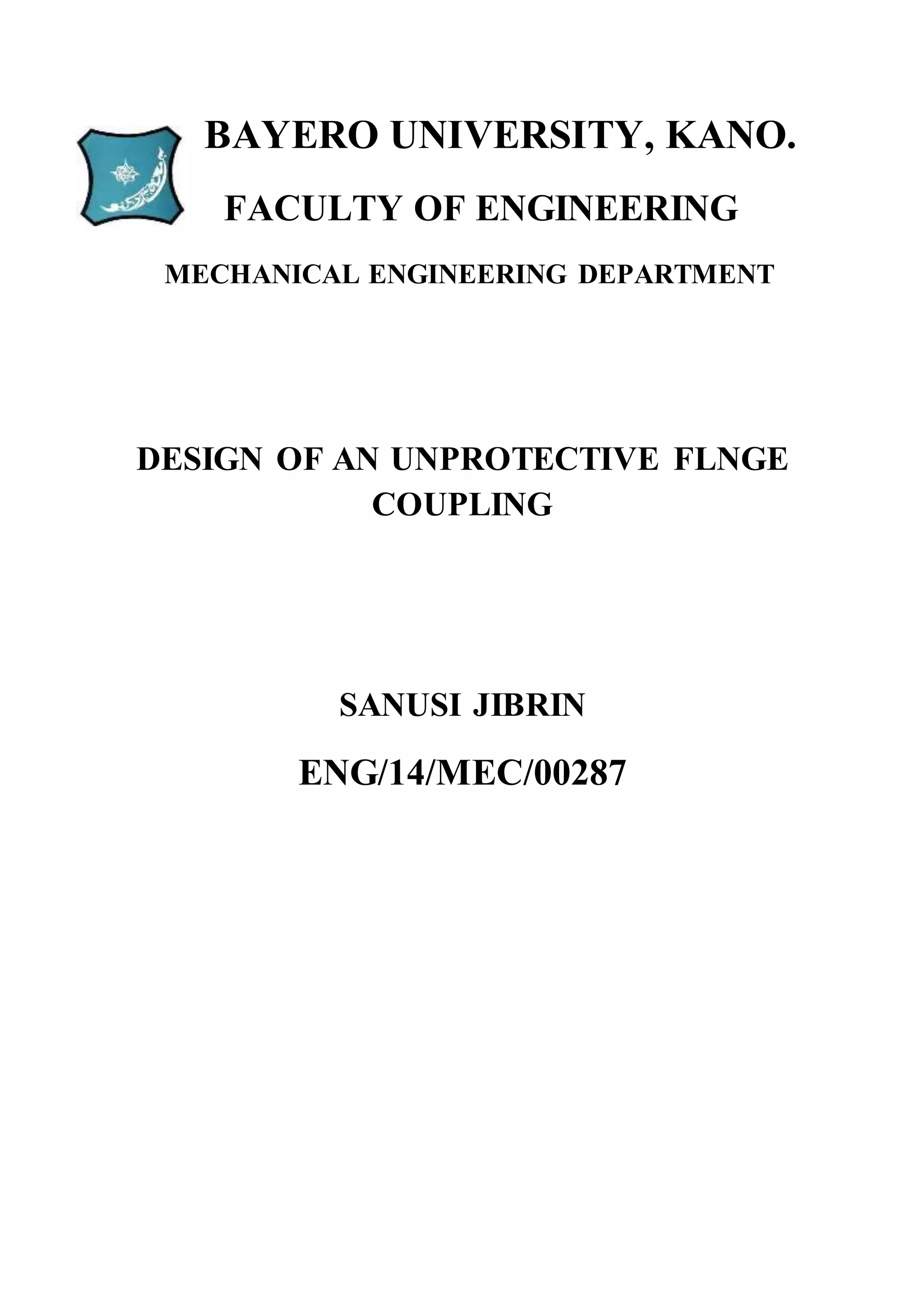 Design of an unprotected flange coupling | DOCX