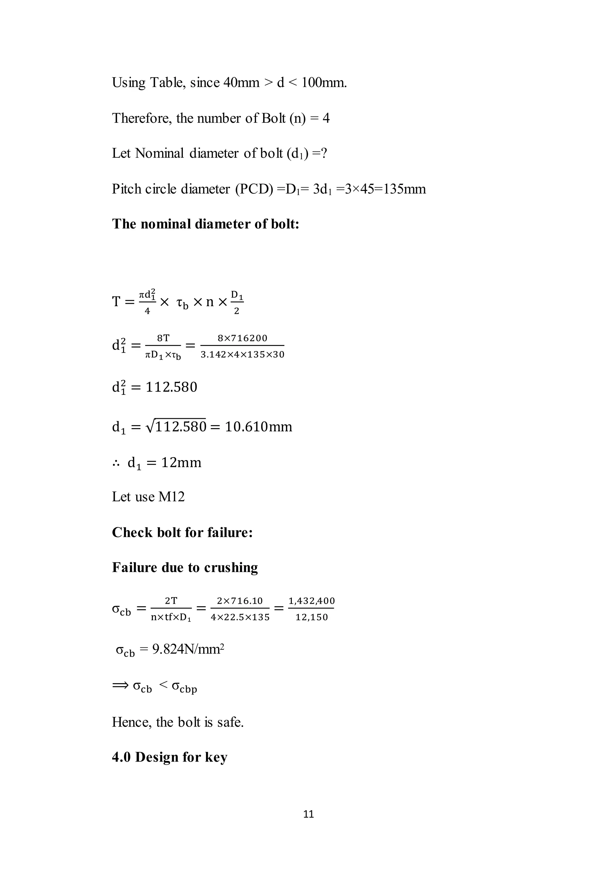 Design of an unprotected flange coupling | DOCX