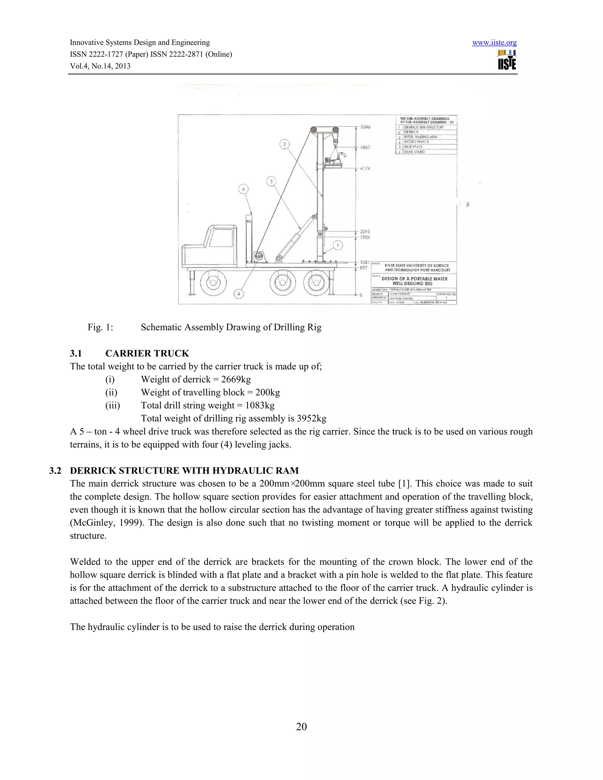 Design of a portable hydraulic water borehole drilling rig | PDF