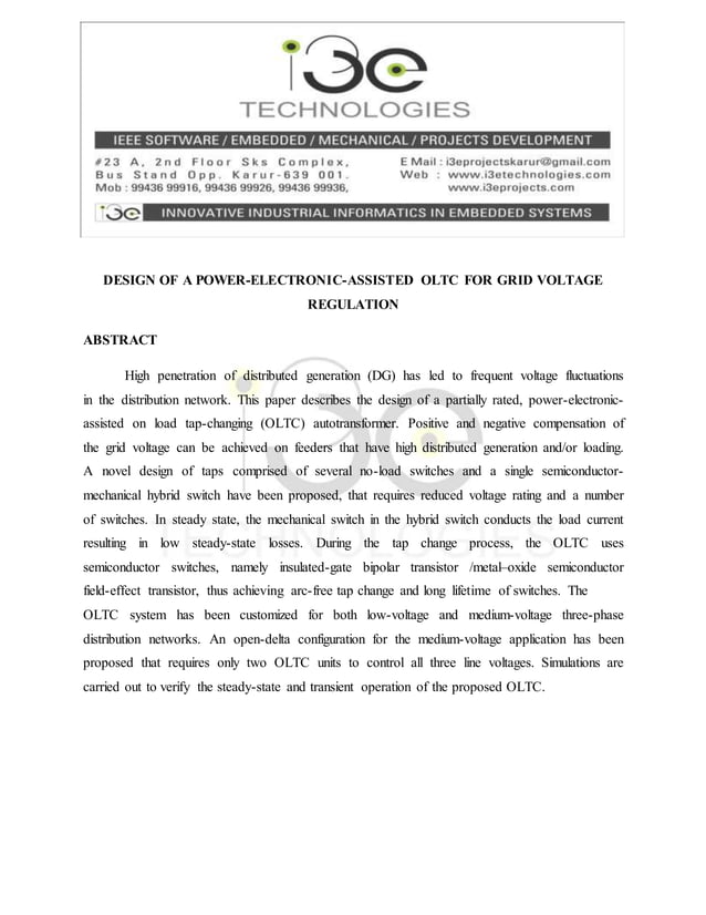Design of a power electronic-assisted oltc for grid voltage regulation | PDF
