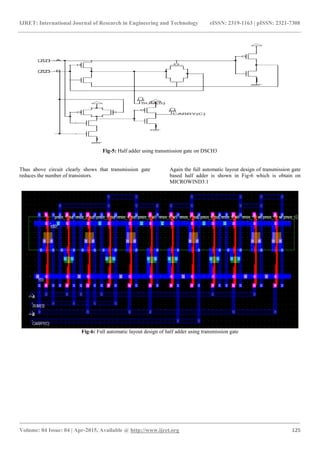Design of area and power efficient half adder using transmission gate | PDF