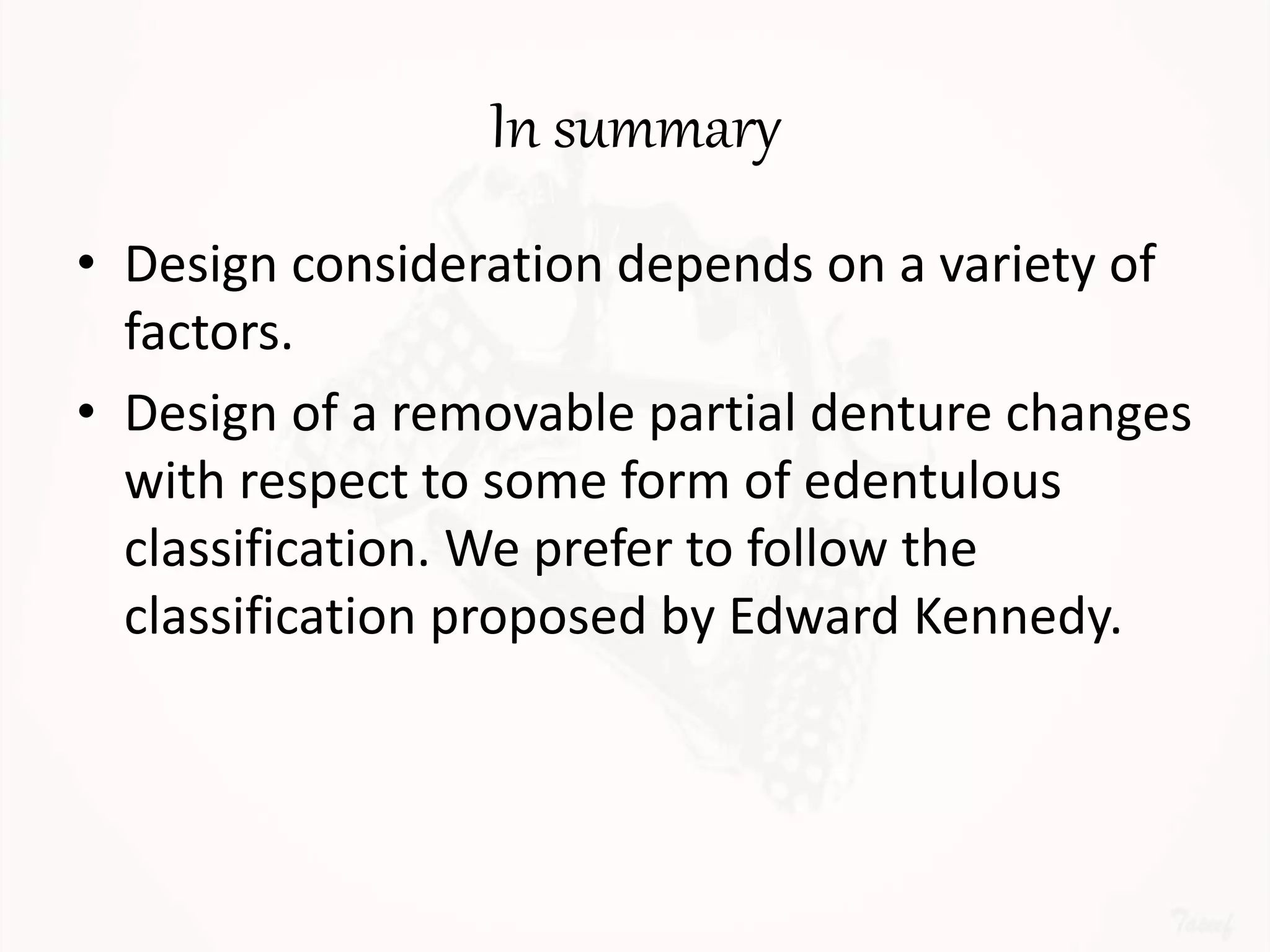 Designing a Removable Partial Denture (Kennedy's Classification) | PPTX