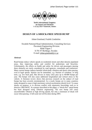 Design of a shock free speed control hump | PDF | Performance Cars ...