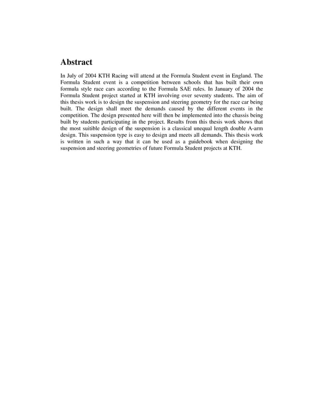Design of a suspension for a formula student race car | PDF