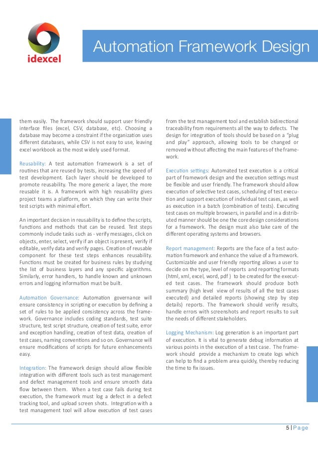 Test Automation Framework Design | www.idexcel.com