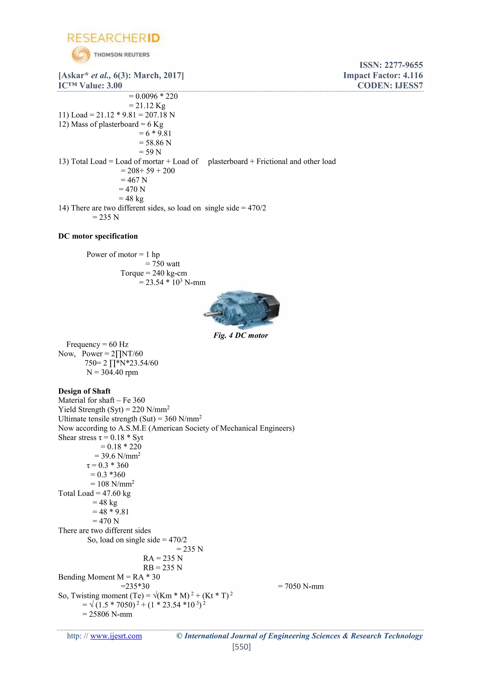 Design of automatic wall plastering machine | PDF