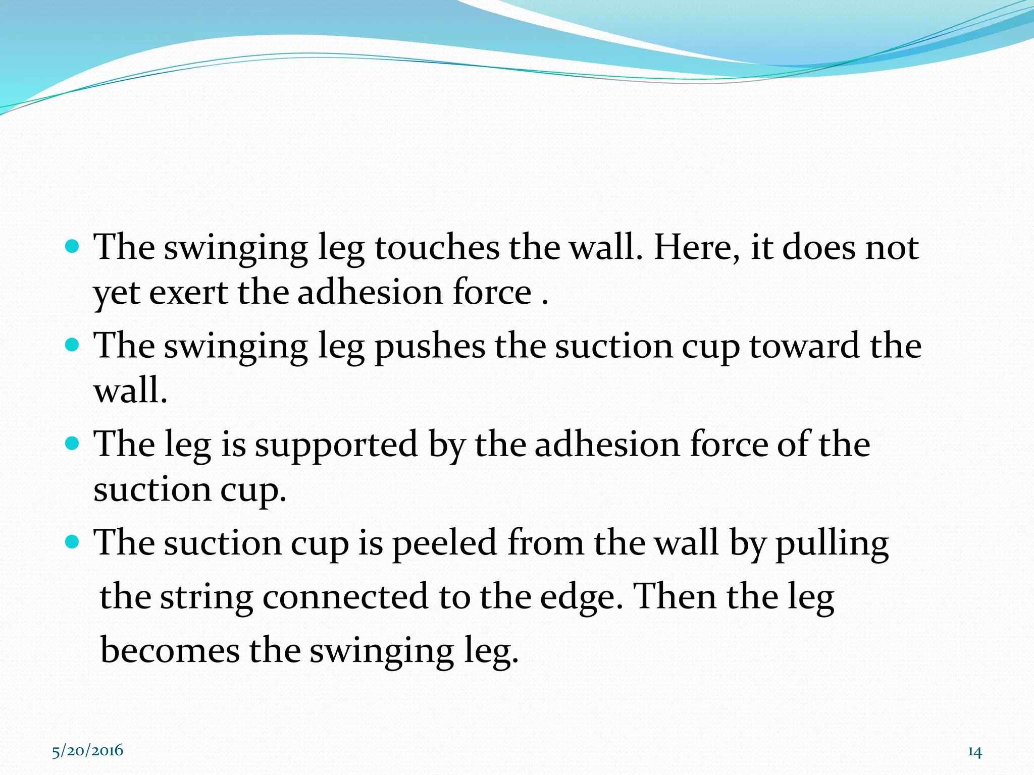 Design of a wall climbing robot with passive suction cups | PPTX