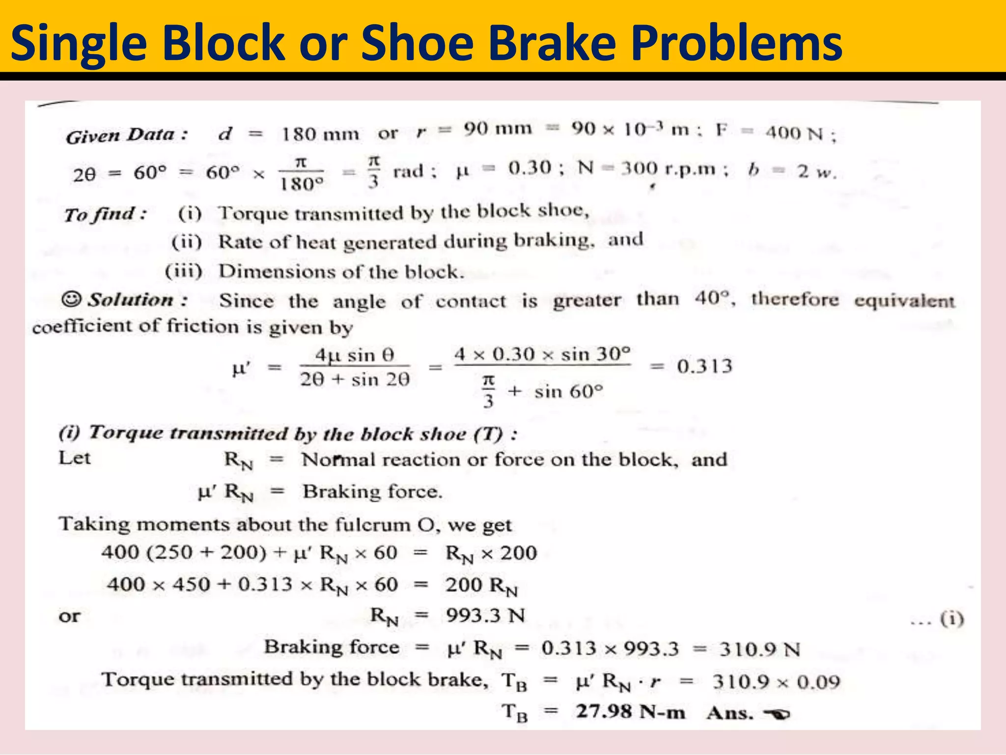 Design of block brakes | PPTX