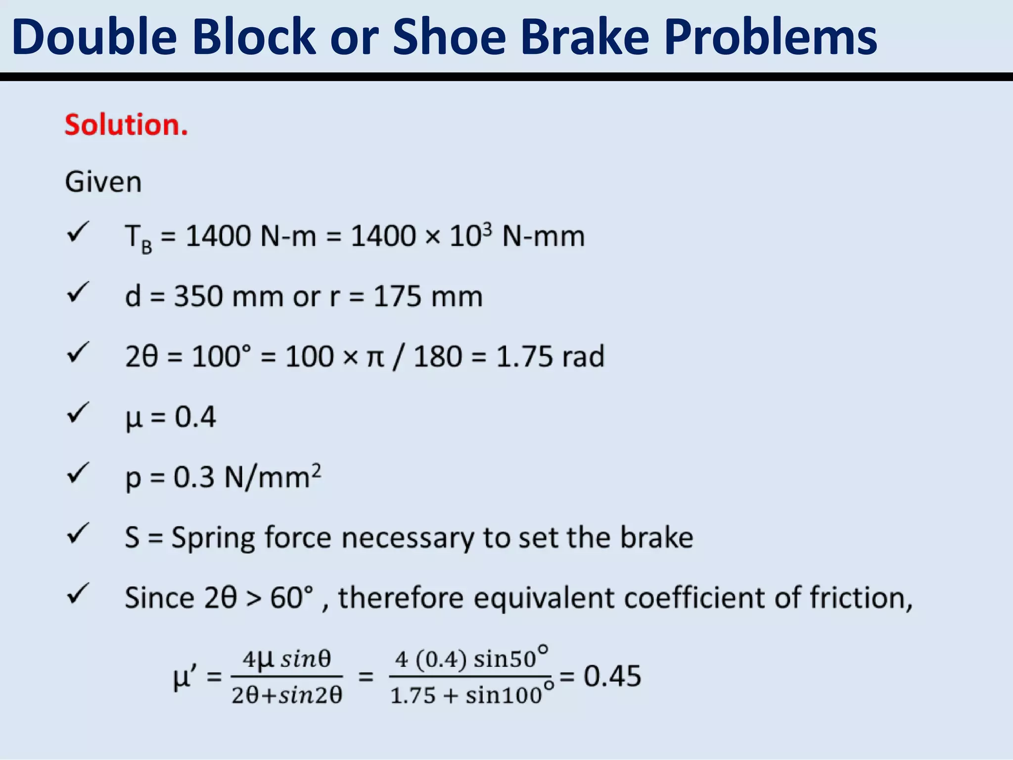 Design of block brakes | PPTX