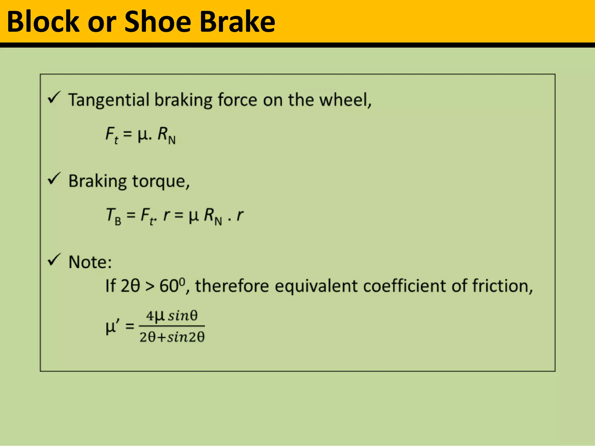Design of block brakes | PPTX