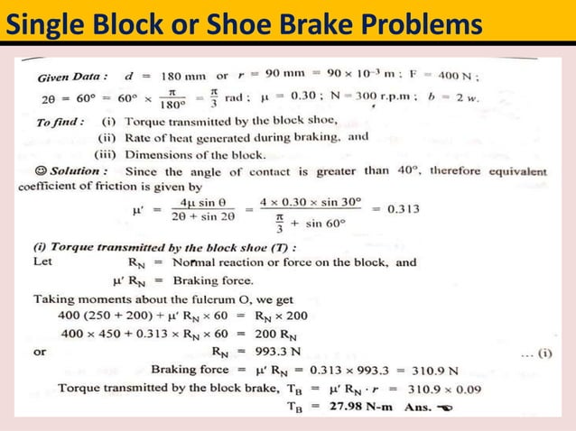 Design of block brakes | PPTX | Physics | Science