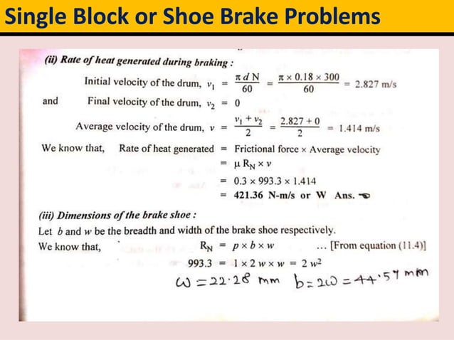 Design of block brakes | PPTX | Physics | Science