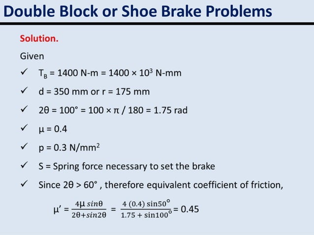 Design of block brakes | PPTX | Physics | Science