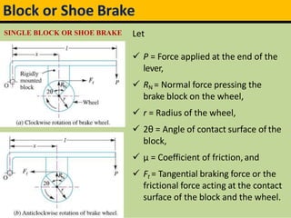 Design of block brakes | PPTX
