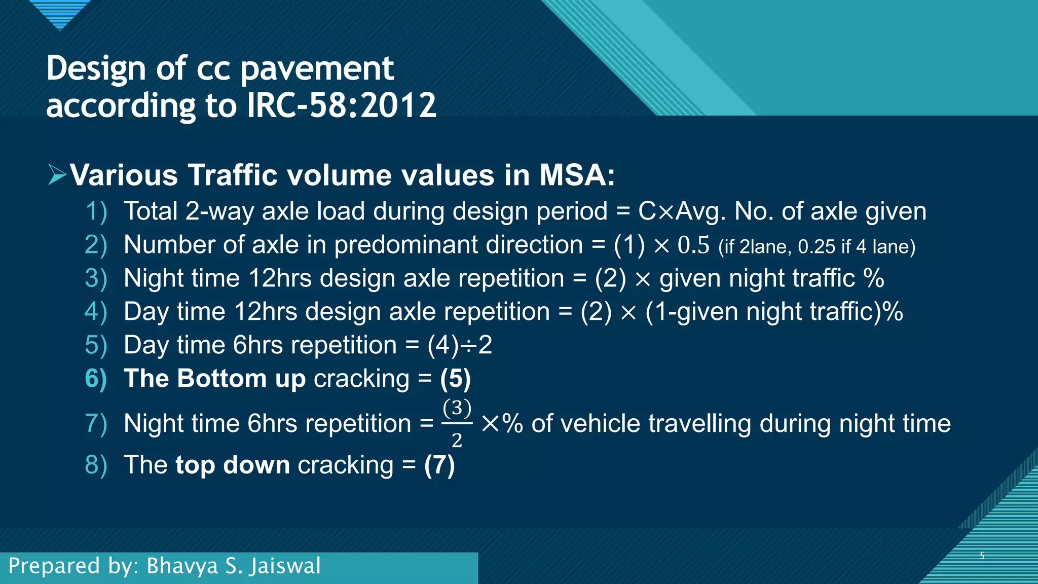Design of cc pavement by IRC 58 | PPTX