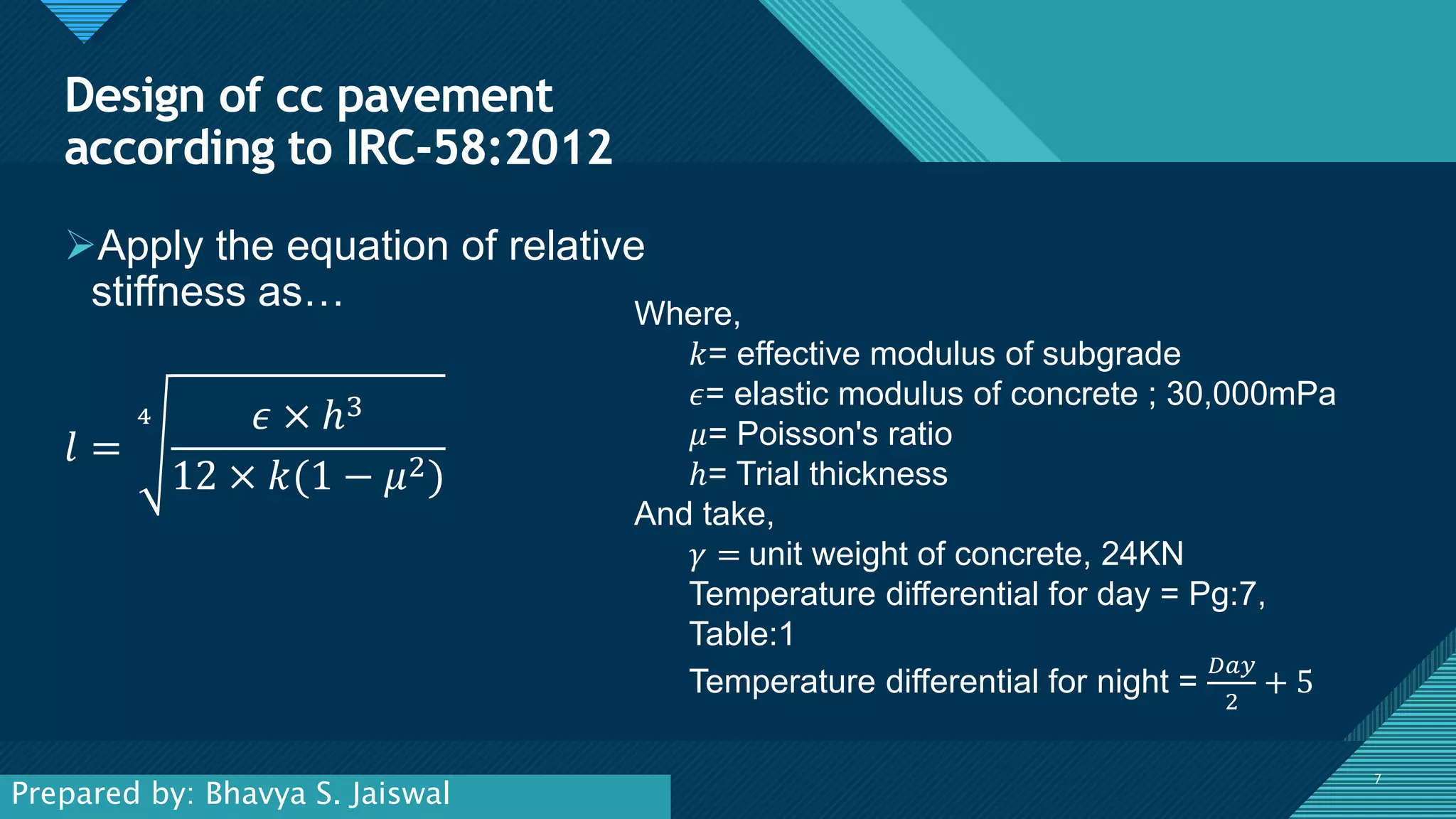 Design of cc pavement by IRC 58 | PPTX