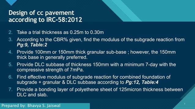 Design of cc pavement by IRC 58 | PPTX