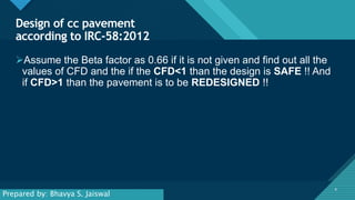 Design of cc pavement by IRC 58 | PPTX
