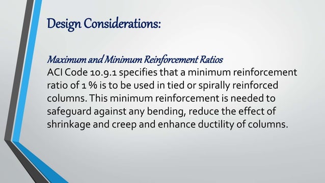 Design of column according ACI codes | PPTX
