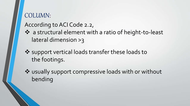 Design of column according ACI codes | PPTX
