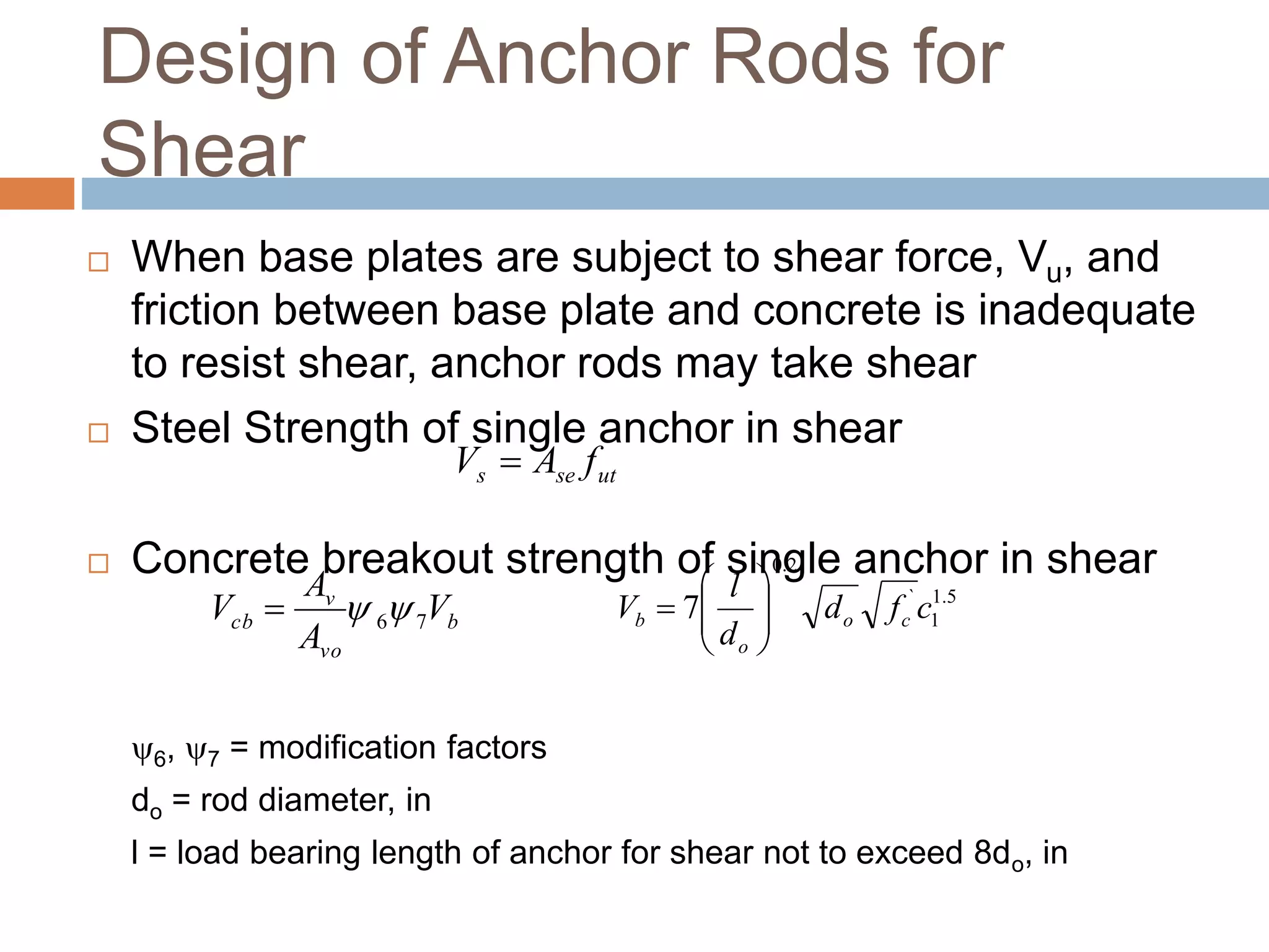 Design of column base plates anchor bolt | PPTX