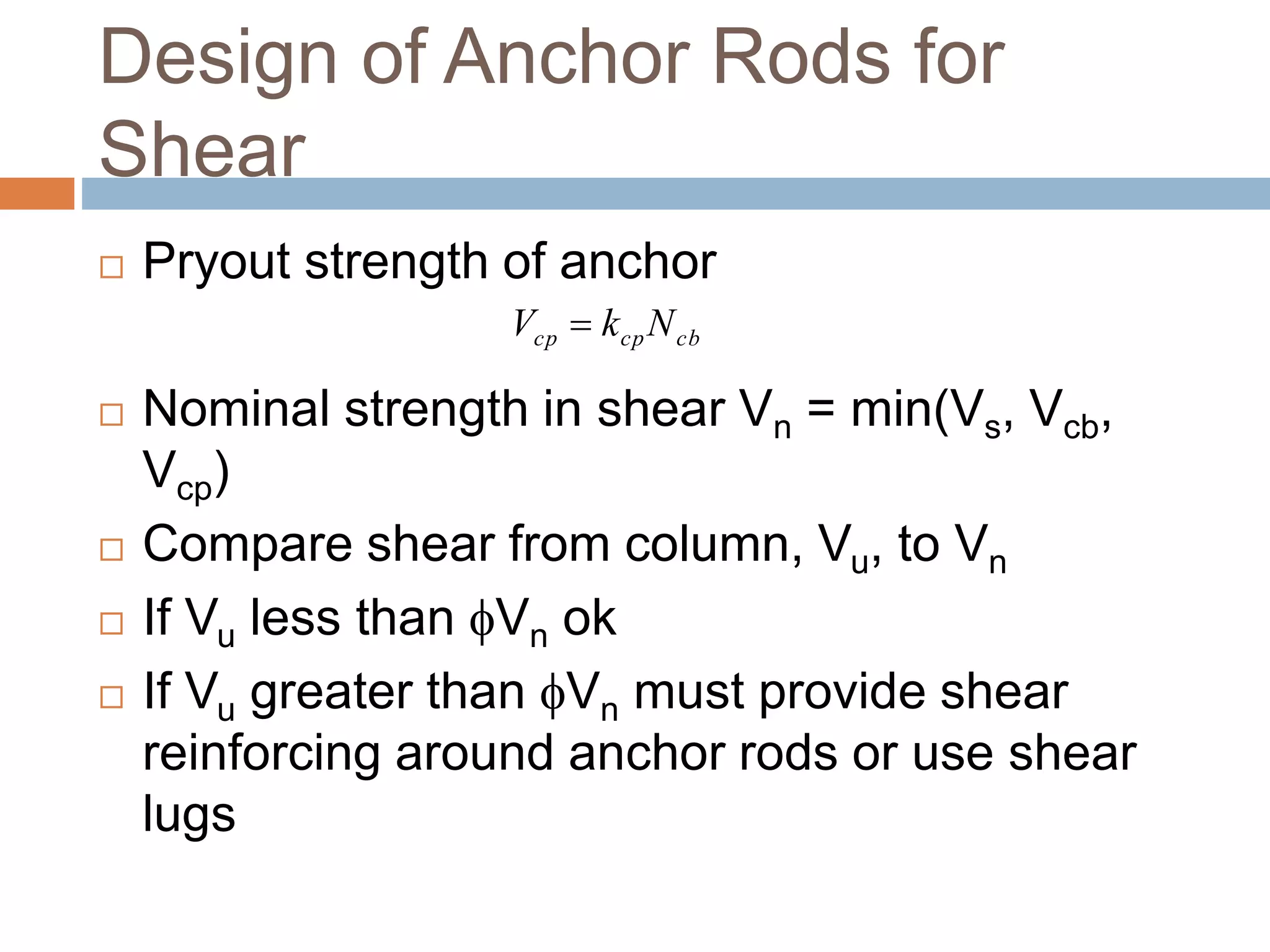 Design of column base plates anchor bolt | PPTX