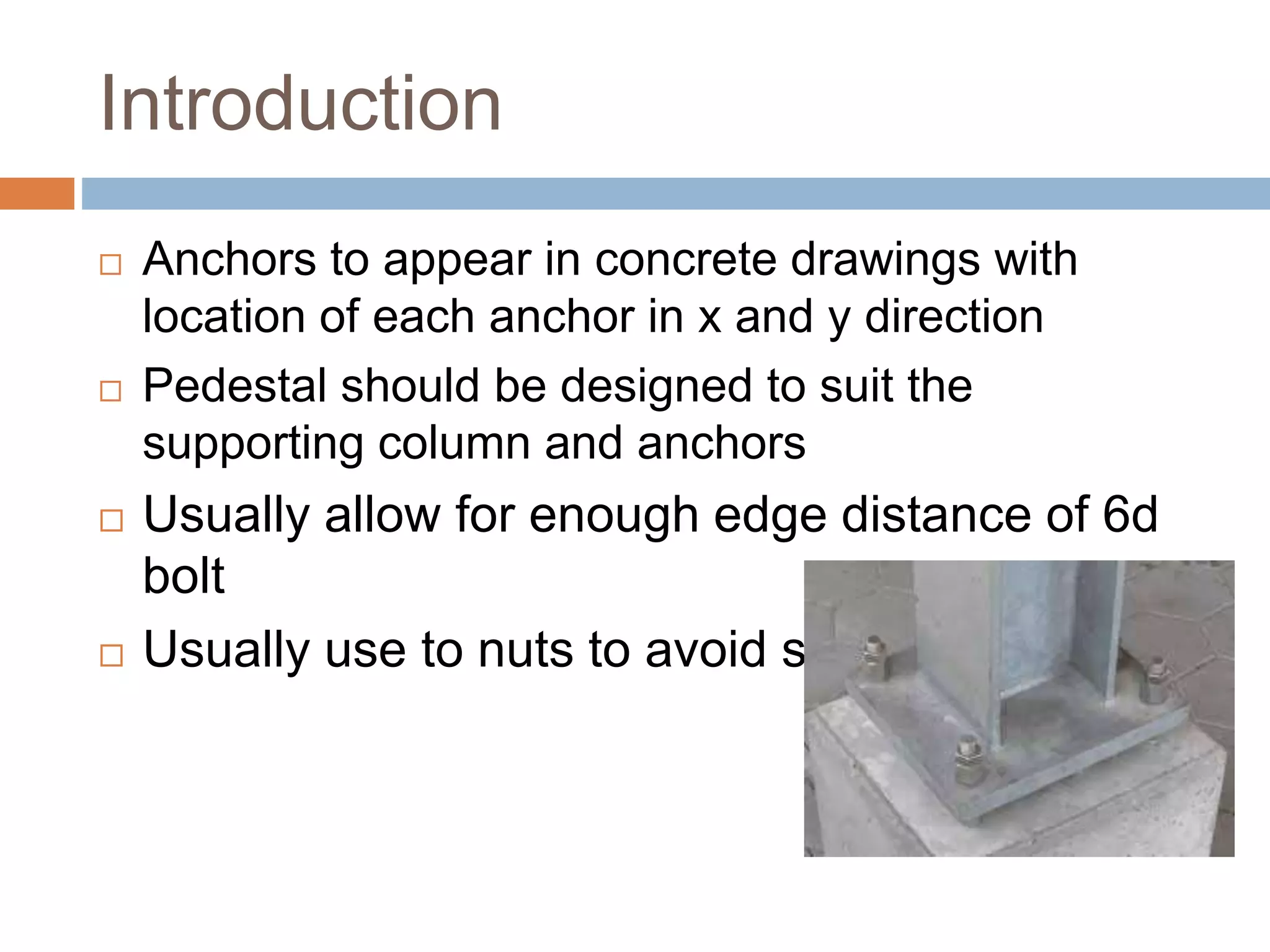 Design of column base plates anchor bolt | PPTX