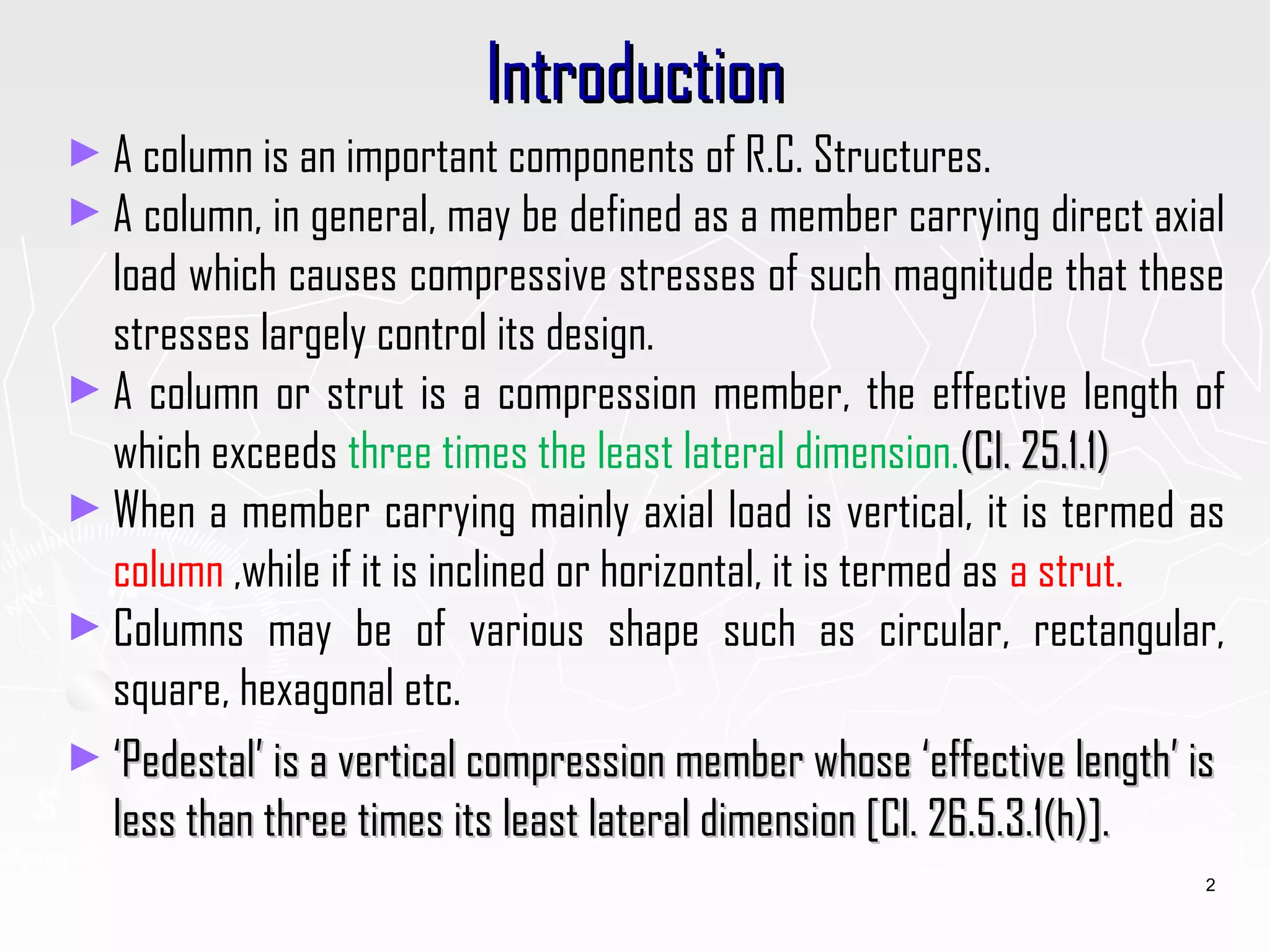 Design of columns axial load as per IS 456-2000 | PPT