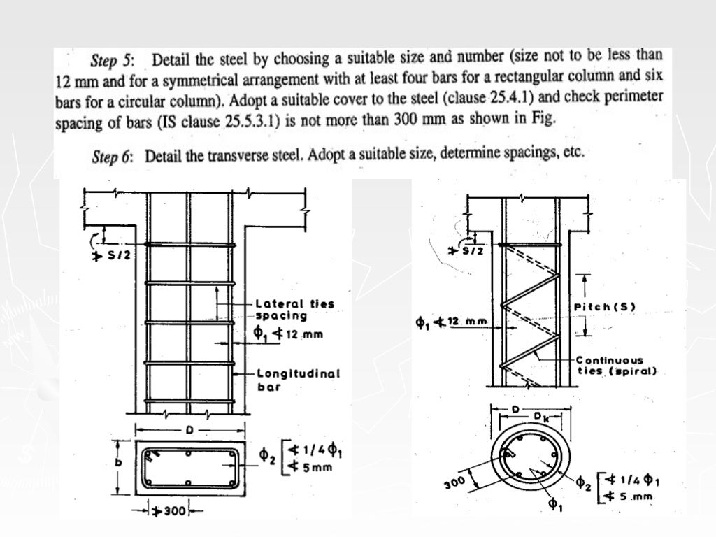 Design of columns axial load as per IS 456-2000