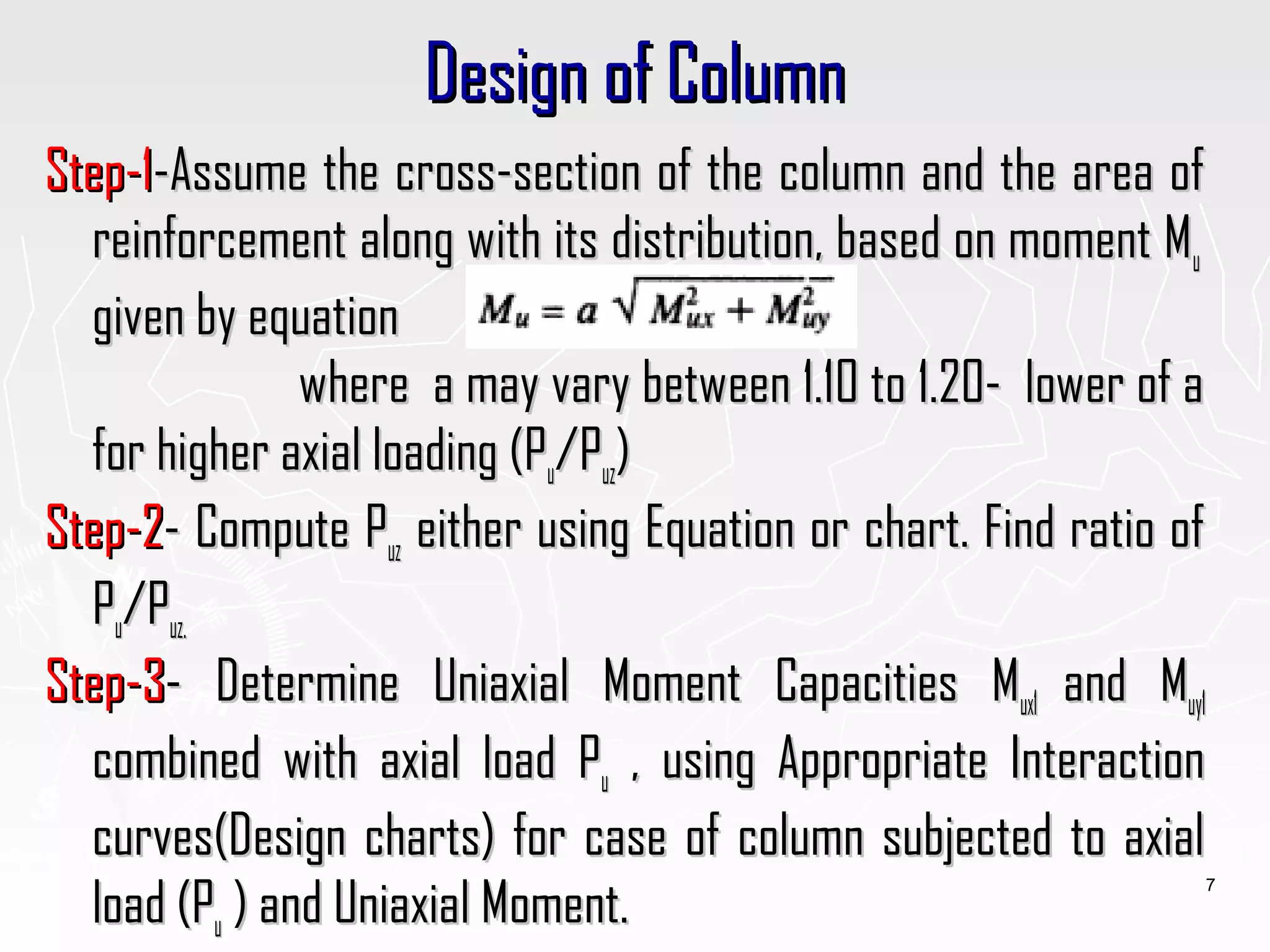 Design of columns biaxial bending as per IS 456-2000 | PPT
