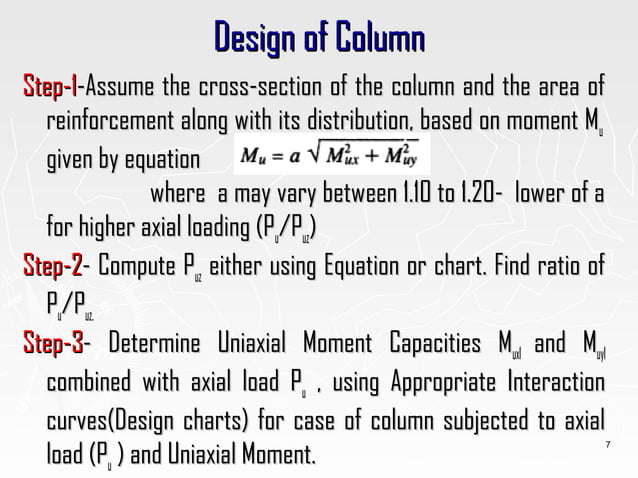 Design of columns biaxial bending as per IS 456-2000 | PPT