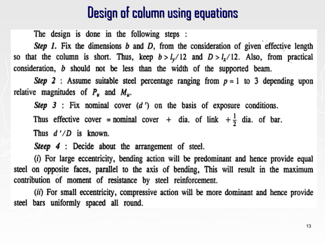 Design of columns uniaxial load as per IS 456-2000 | PPT