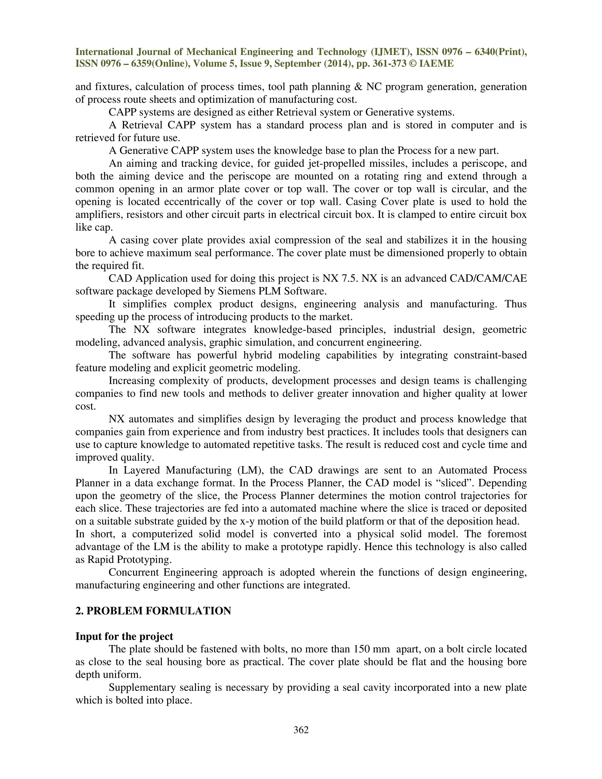 Design of computer aided process plan for a casing cover plate | PDF