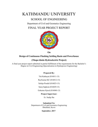 Design of continuous flushing settling basin and powerhouse | PDF