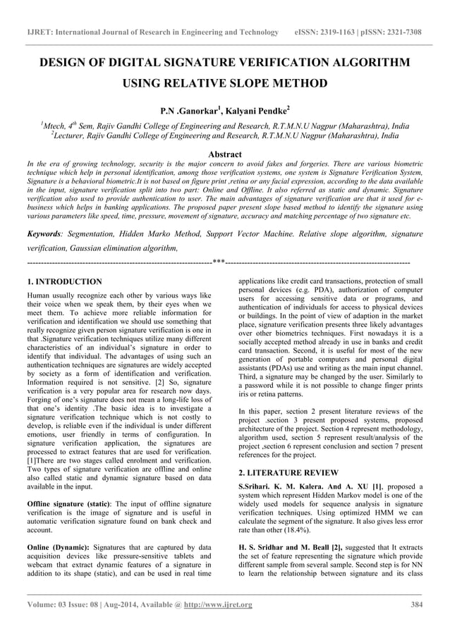 Design of digital signature verification algorithm using relative slope method | PDF