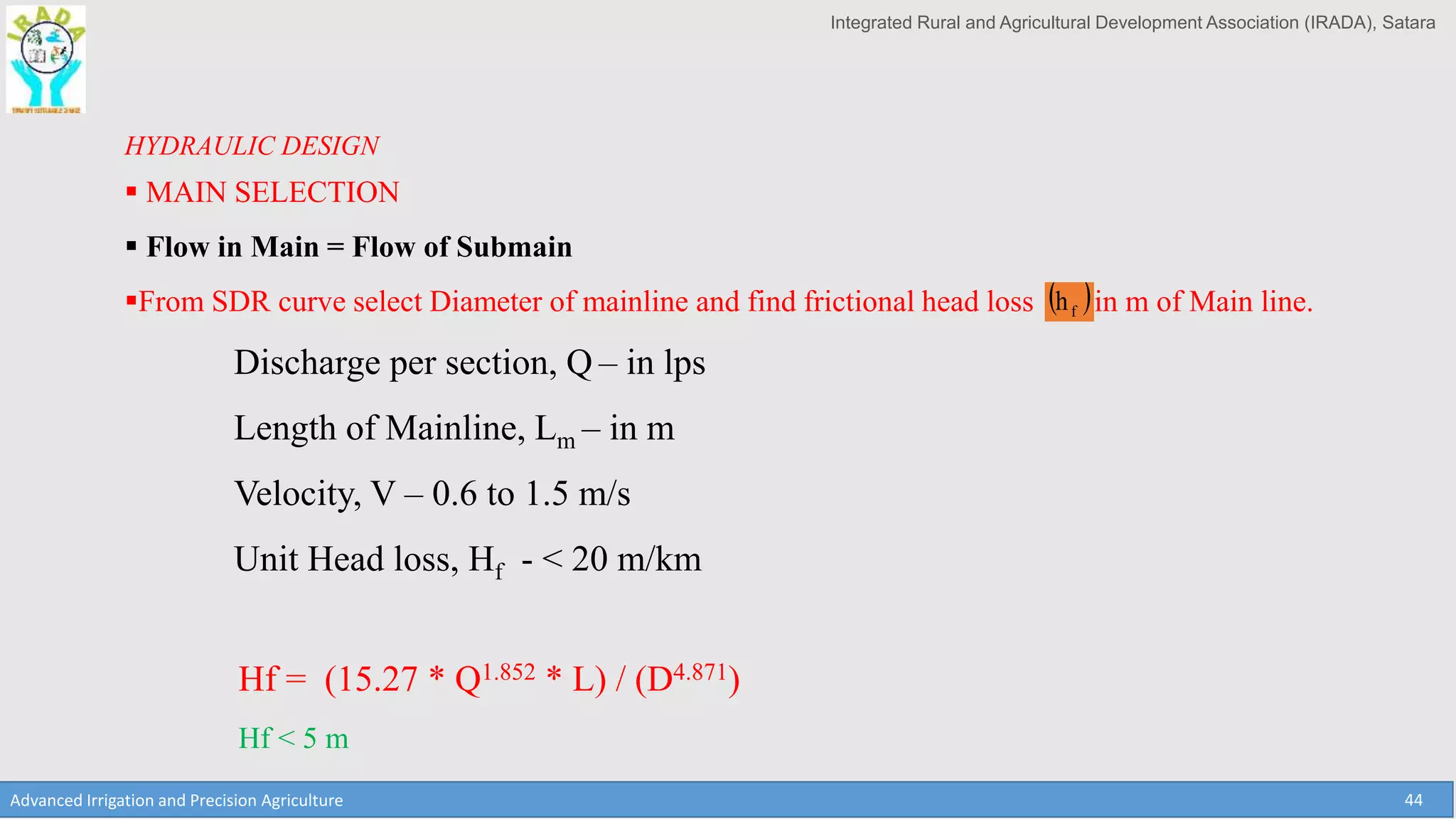 Design of drip irrigation system | PPTX