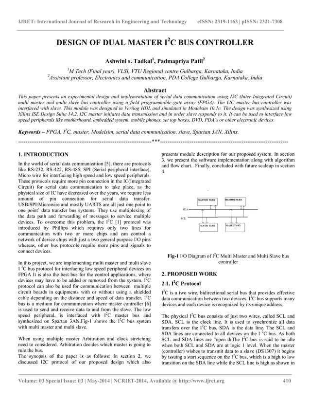 Design of dual master i2 c bus controller | PDF