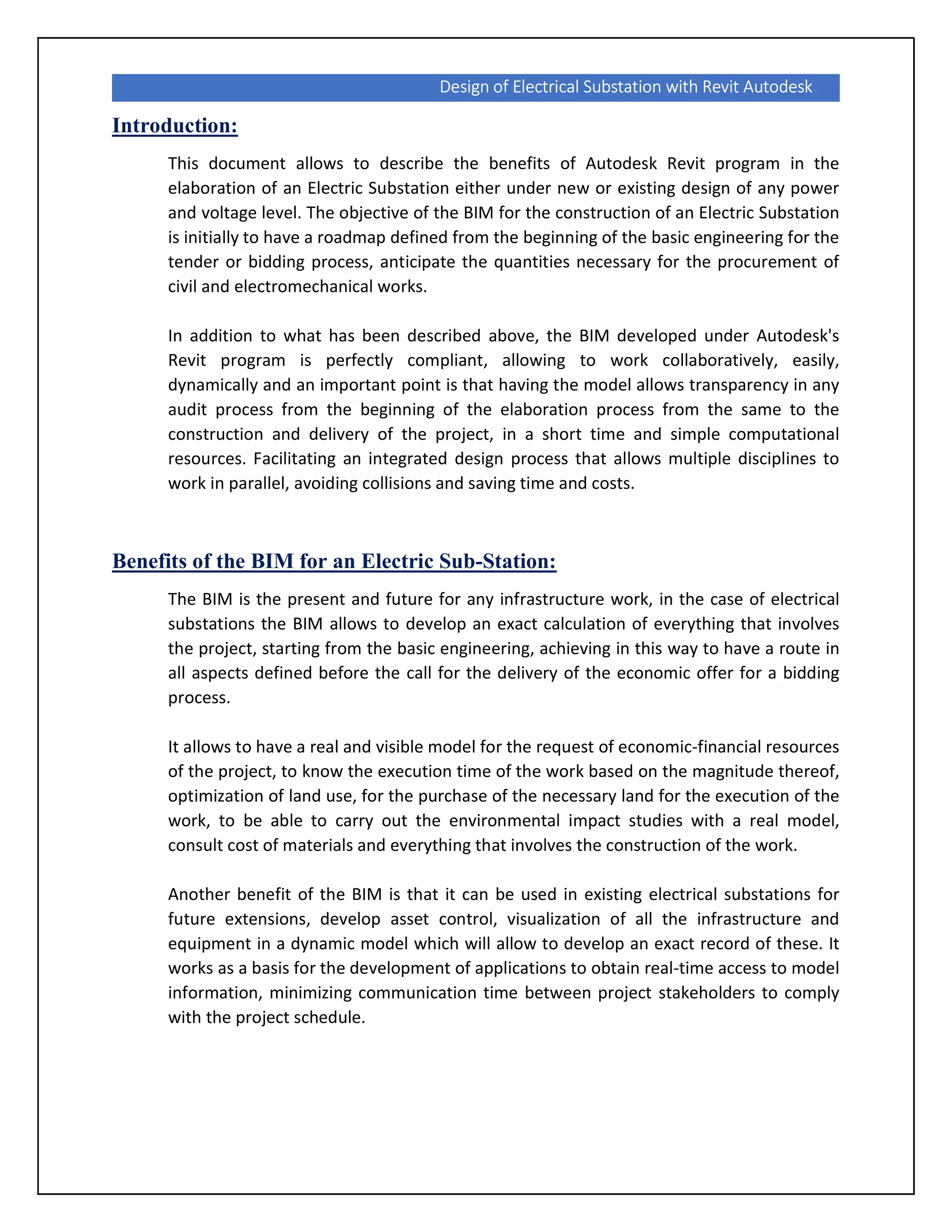 Design of electrical substation with revit autodesk | PDF