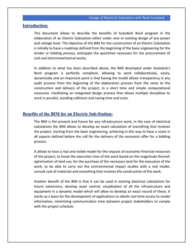 Design of electrical substation with revit autodesk | PDF